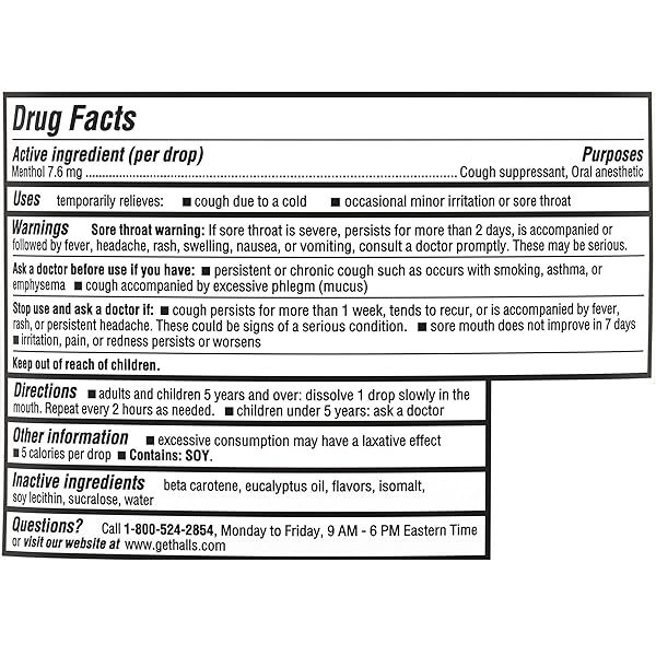 HALLS RELIEF SUGAR FREE HONEY-LEMON FLAVOR COUGH DROPS, 1 BAG (25 TOTAL ...