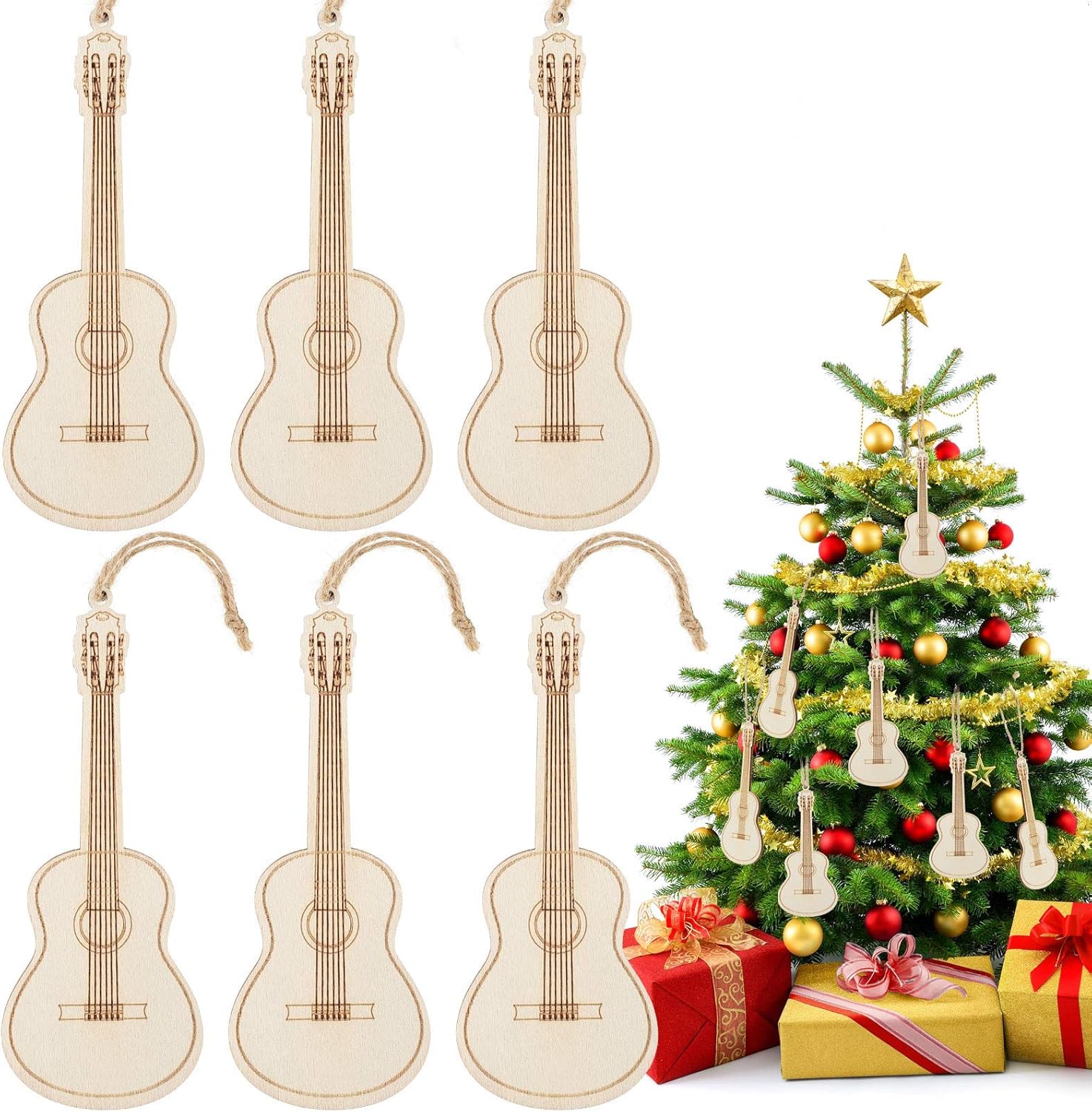 Amazon.com: Jetec 6 Pieces Christmas Guitar Ornaments Guitar Musical ...