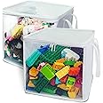 Amazon.com: holay 2-Pack 12" Cube Storage Bins [White] - 27L Capacity PVC Boxes Transparent Lid ...