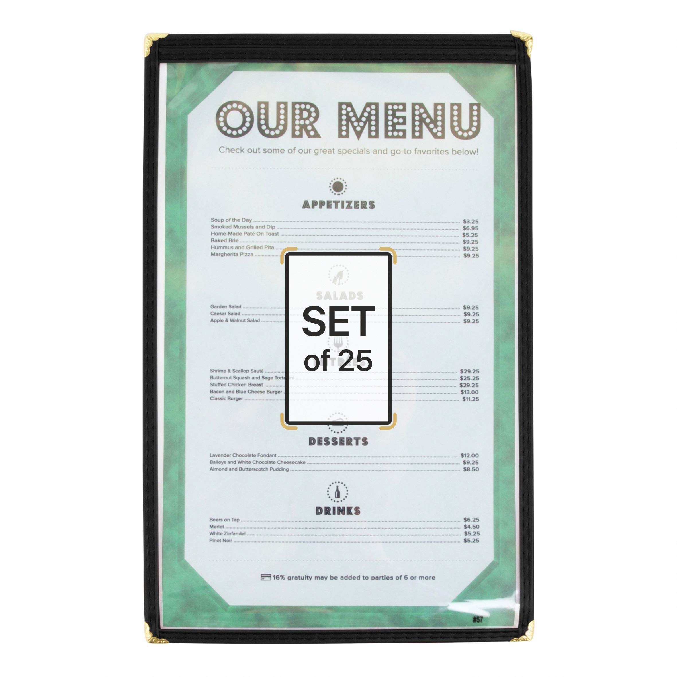 Single Restaurant Menu Covers - Set of 25 Menu Holders for Restaurant ...