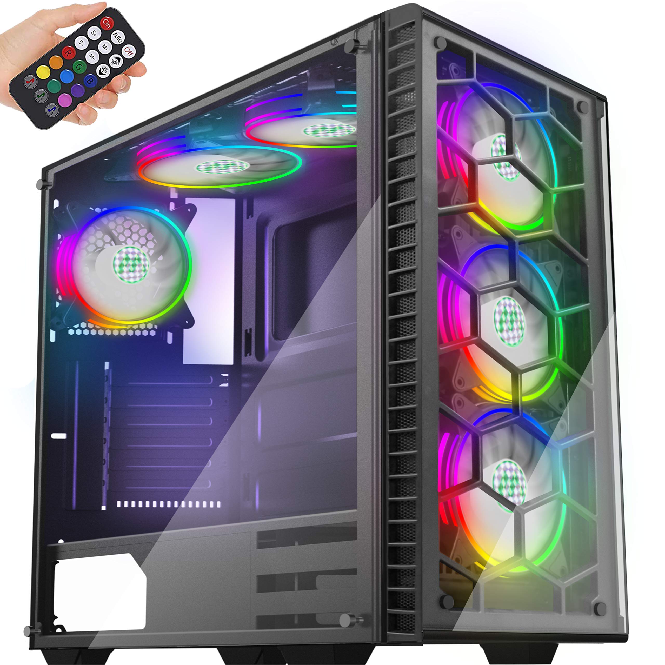 Buy MUSETEX 6 ARGB Fans USB3.0 ATX Mid-Tower Case Phantom Black ...