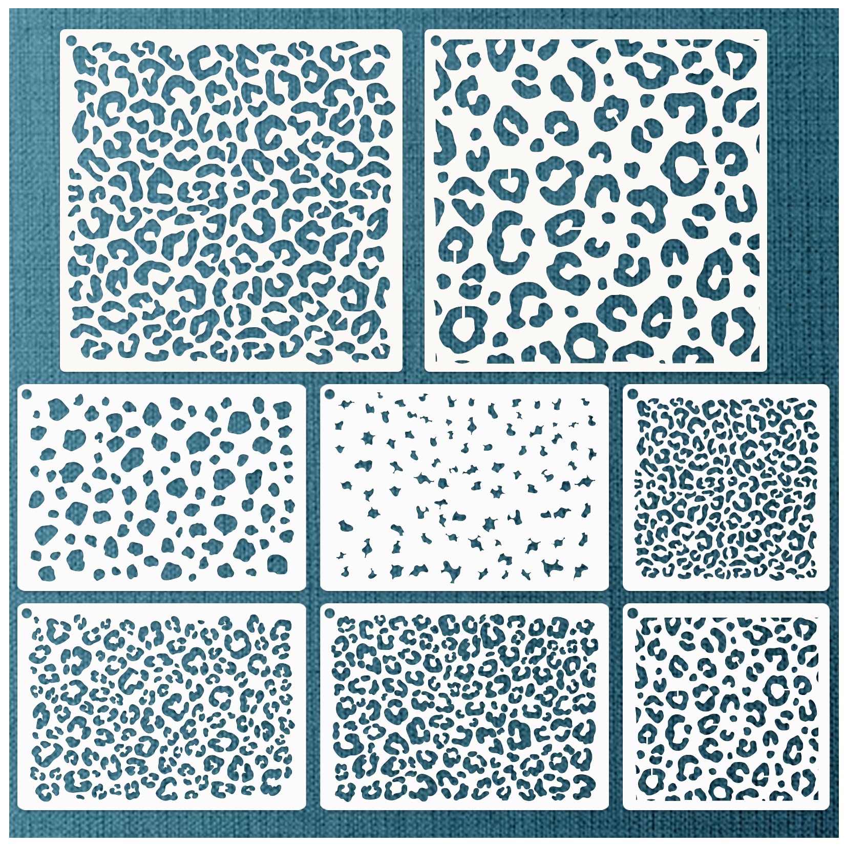 Large Reusable Leopard Print Stencils - 8 Leopard Designs for Painting ...