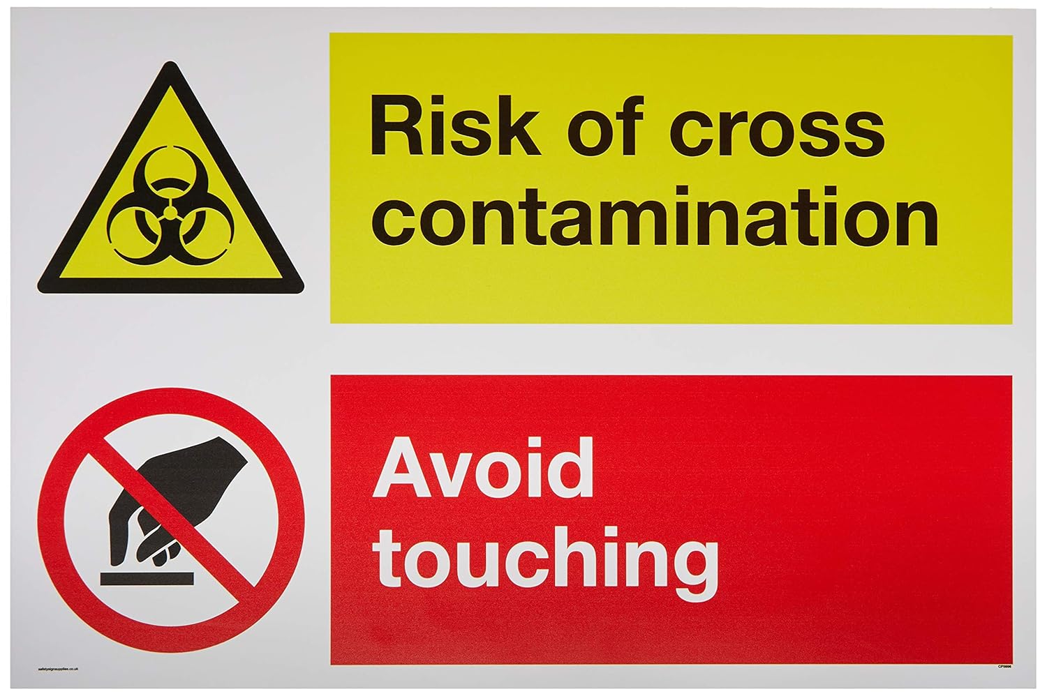 Dual sign Risk of cross contamination Avoid touching – BigaMart