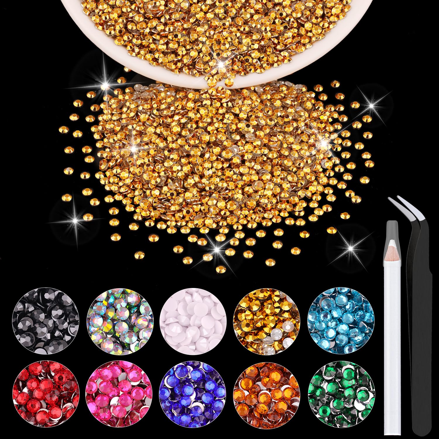 5000PCS 2mm Resin Rhinestones in Bulk (Copper Gold), Bedazzling ...