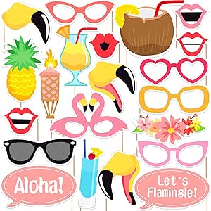Amazon.com: 21 Pieces, Hawaiian Tropical Photo Props - Luau Party ...