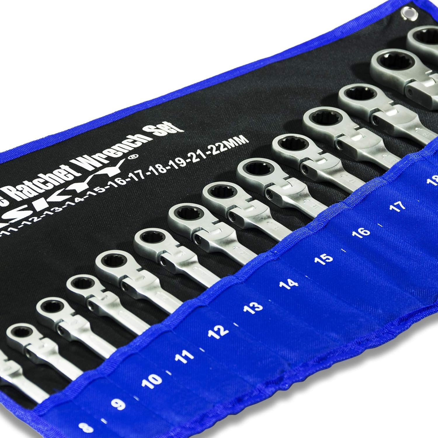 14-Piece HASKYY Joint Ratchet Spanner Set I Set 8-24 mm Open-End ...