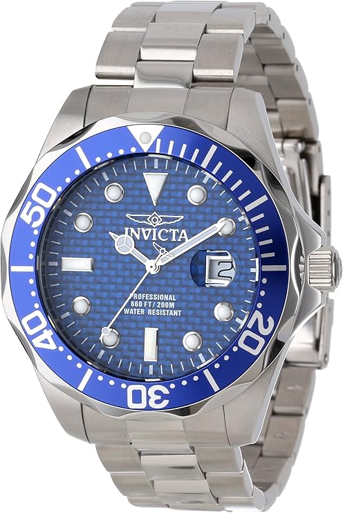 Invicta Men's 12563 Pro Diver Blue Carbon Fiber Dial Stainless Steel ...