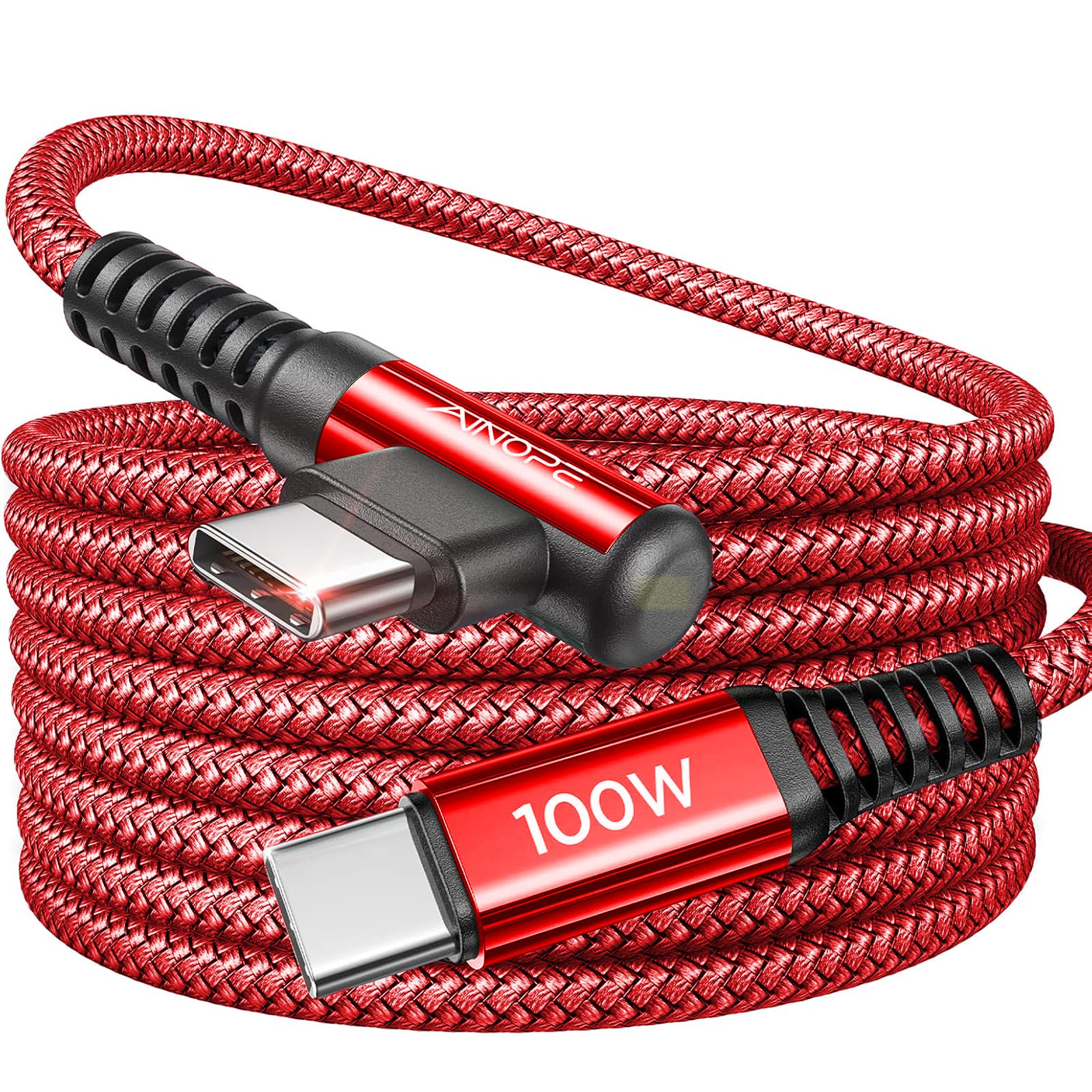 AINOPE USB C to USB C Cable 100W Durable iPhone 16 Charger Cord Right ...