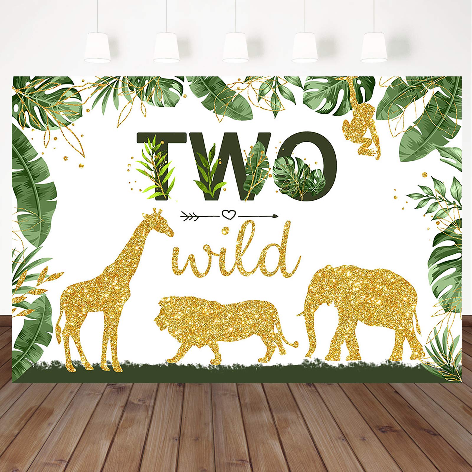 Buy Moca Jungle Two Wild Birthday Backdrop Gold Safari Animals 2nd ...