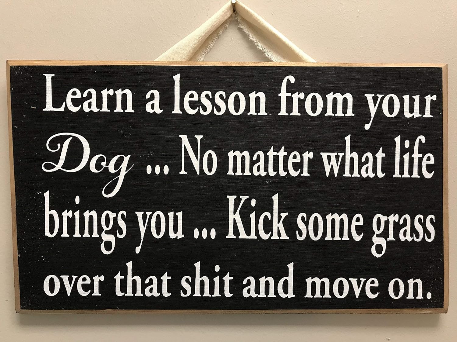 Amazon.com: Learn Lesson From Dog Kick Grass Over Shit Sign: Handmade