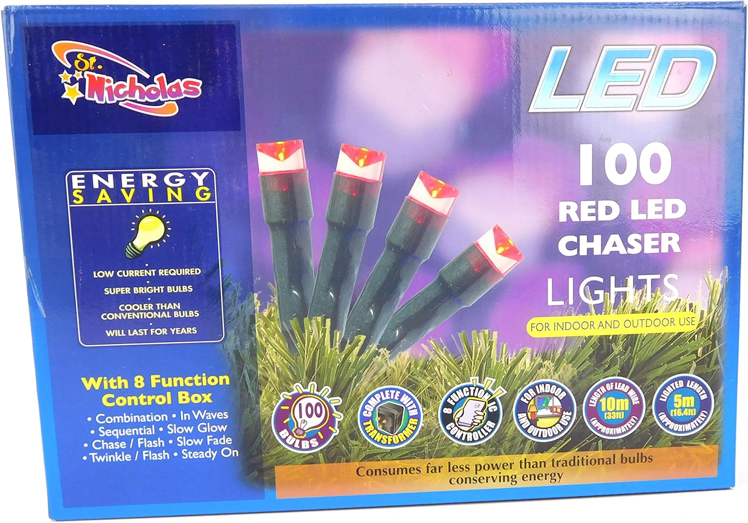 100 Red Led Chaser Lights - 8 Function (LI26): Amazon.co.uk: Lighting