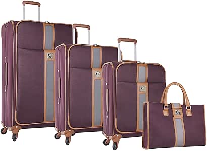 Amazon.com | Diane Von Furstenberg Retro 4 Piece Luggage Set, Cerise ...