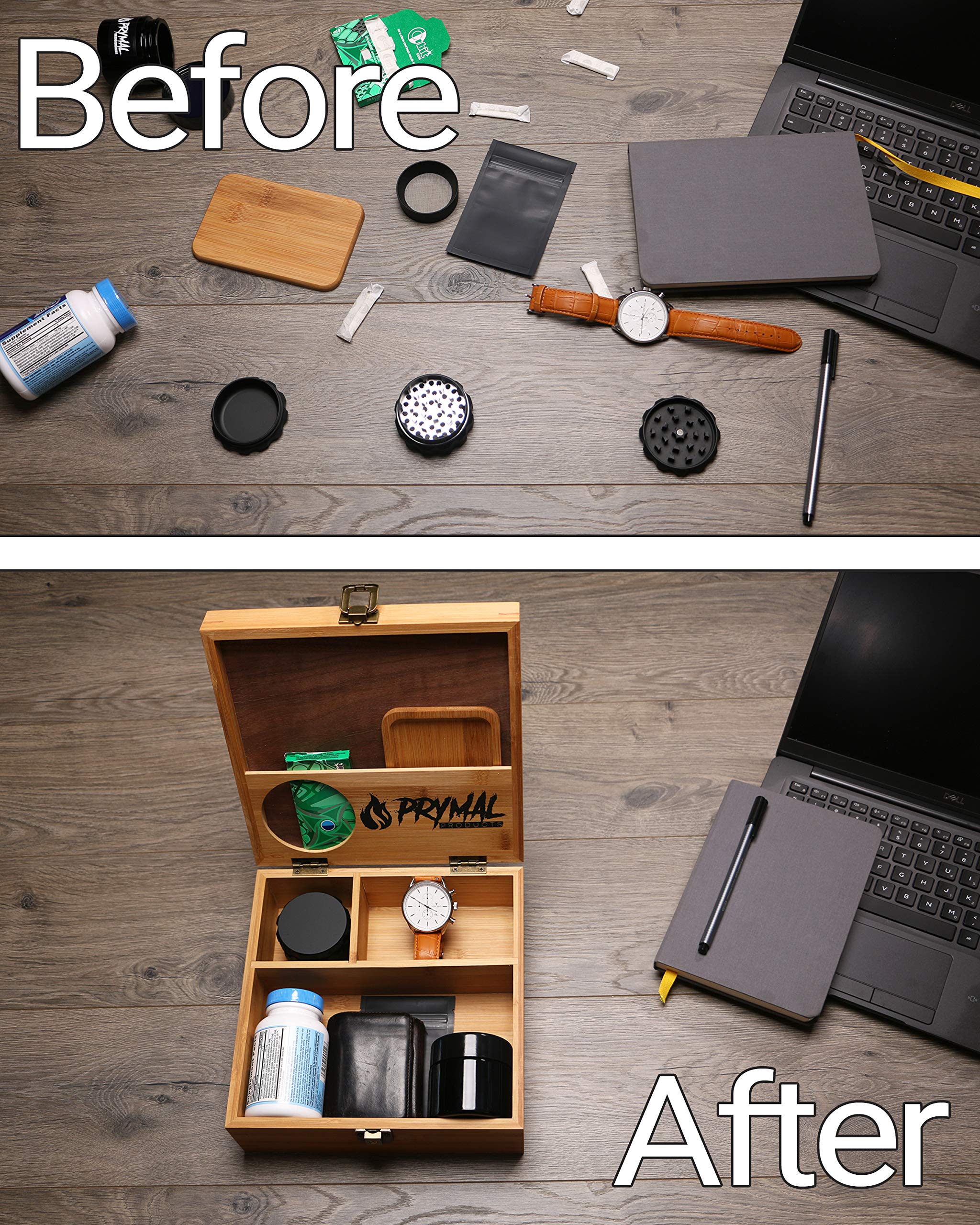 Extra Large Stash Box With Lock and Key, Tray and Smell Proof Pouch Set ...