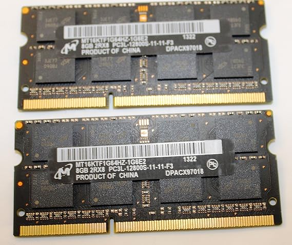 Micron Laptop Memory Module MT16KTF1G64HZ-1G6E2 8GB X2 16GB 2RX8 PC3L ...