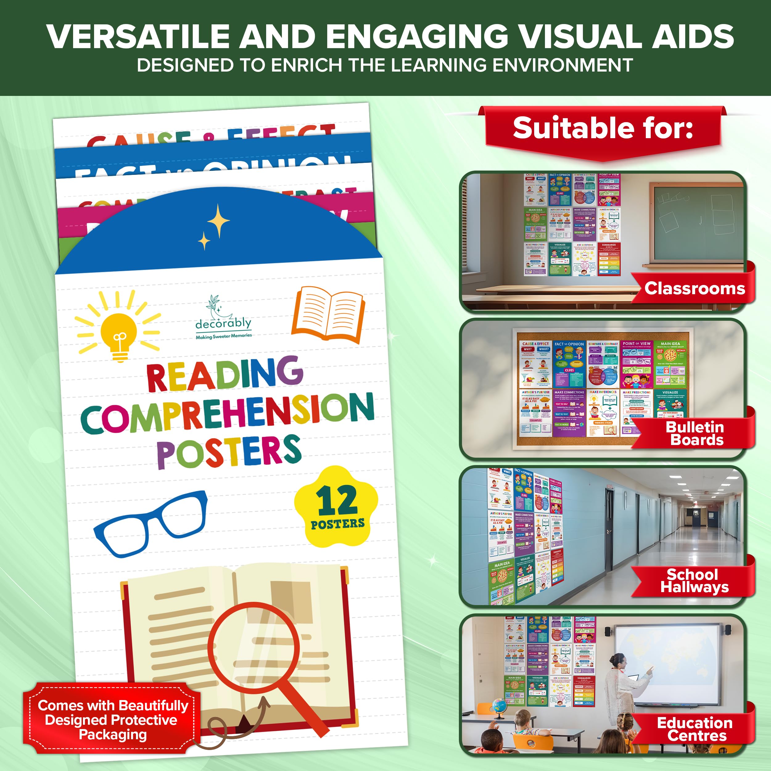 Mua 12 Reading Posters for Classroom - 11x16in Reading Strategies ...