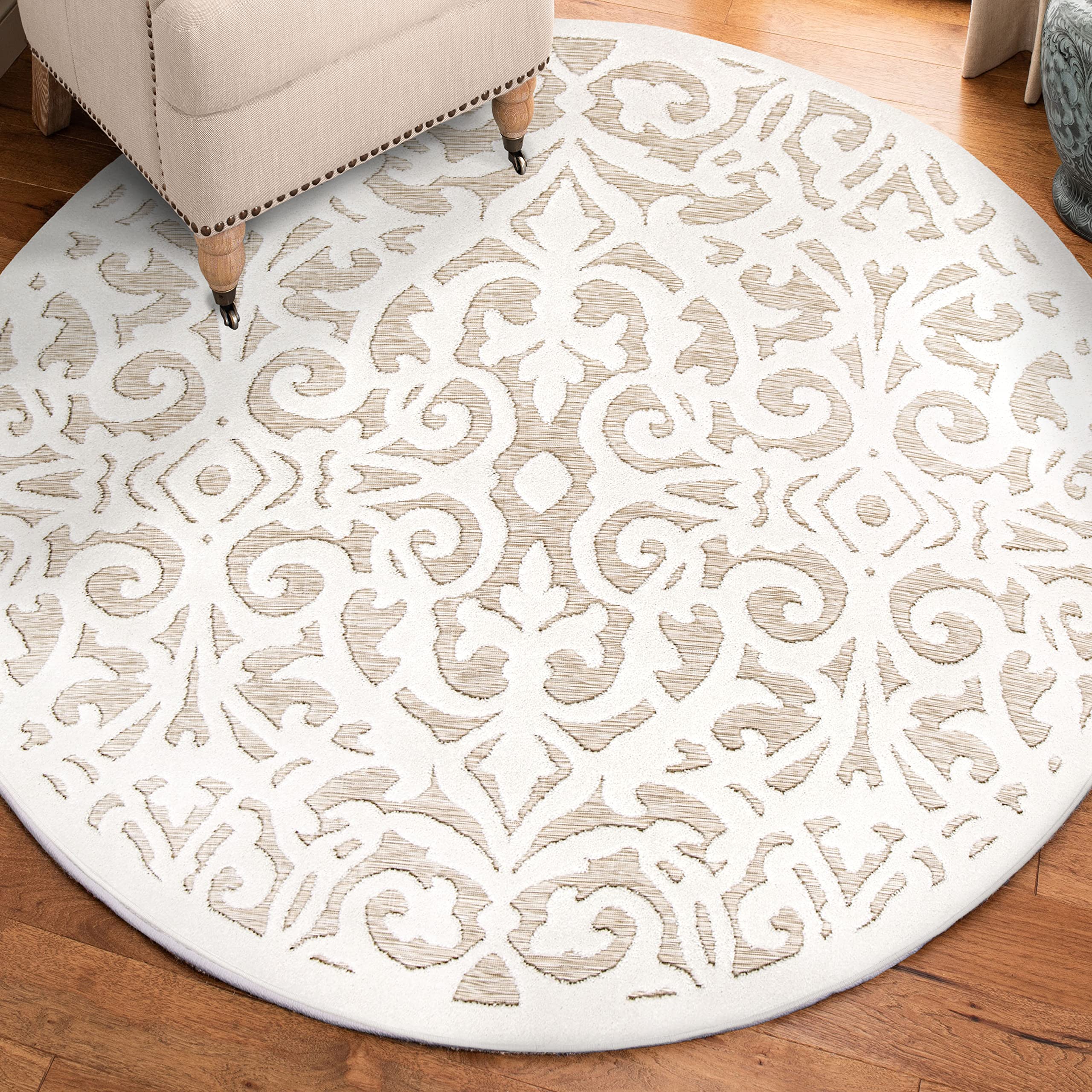 Orian Rugs My Texas House Lady Bird Rug - 6'5" Round in Natural ...
