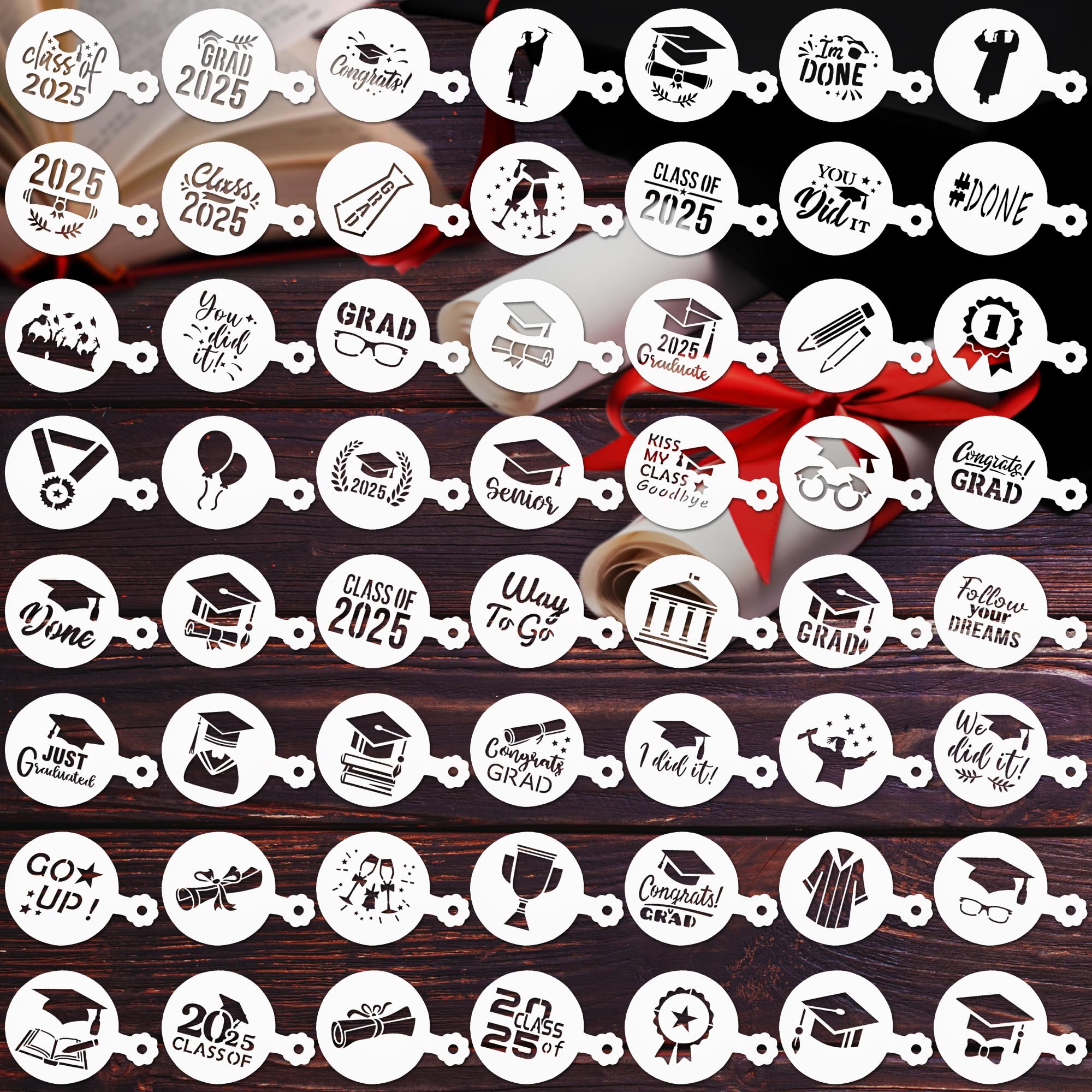 Qumenan 56 Pieces Graduation Cookie Stencils 2025 Graduation Coffee ...