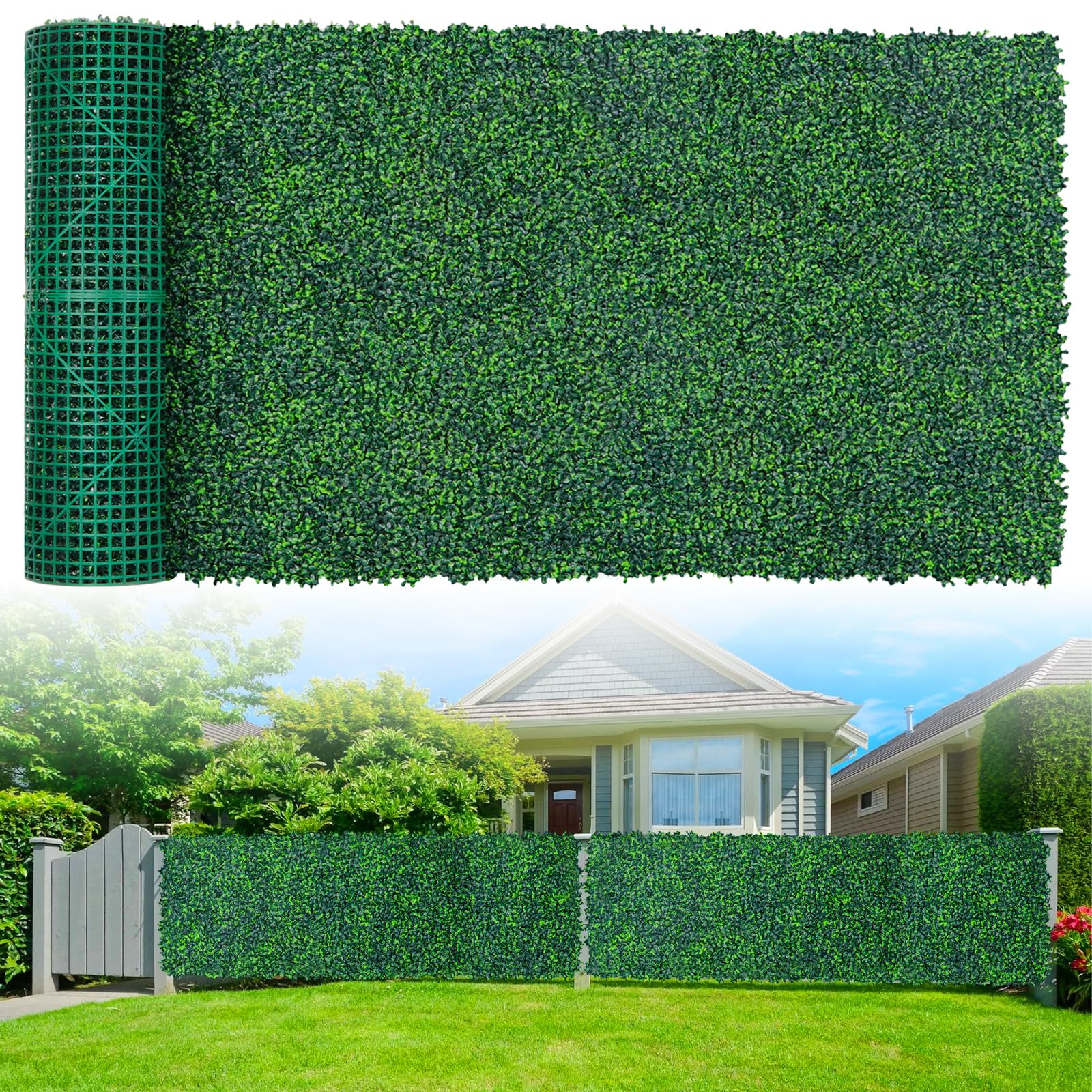 Grooy Artificial Boxwood Roll Panels, 40"x 120"(33.33 sq.ft) UV-Anti ...
