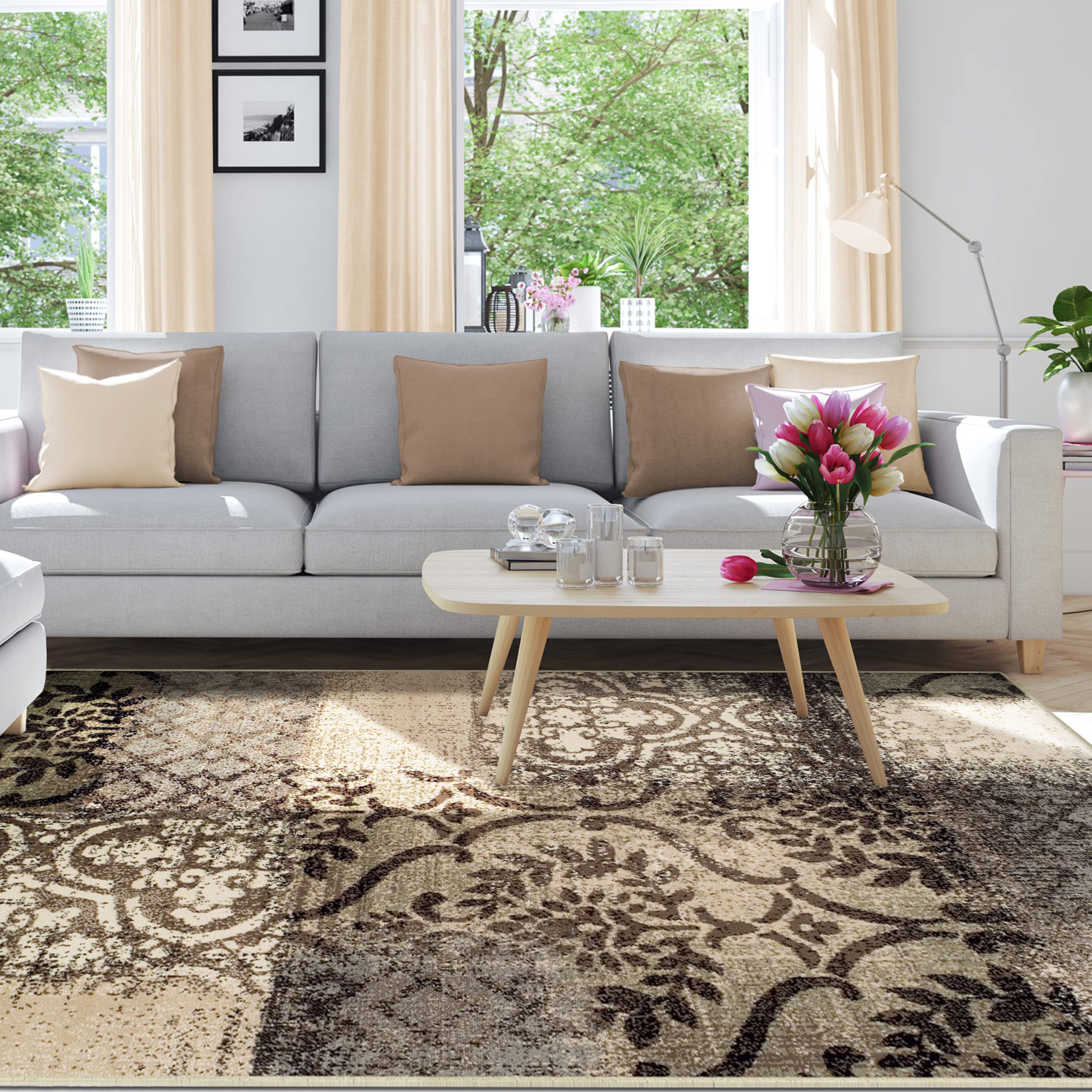 Superior Bristol Collection Area Rug, 8mm Pile Height with Jute Backing ...