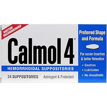 Amazon.com: Calmol 4 Hemorrhoidal Suppositories 24 Each (Pack of 3 ...