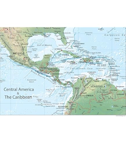 Physical Map Of Central America 160+ Contour Map Of Central America