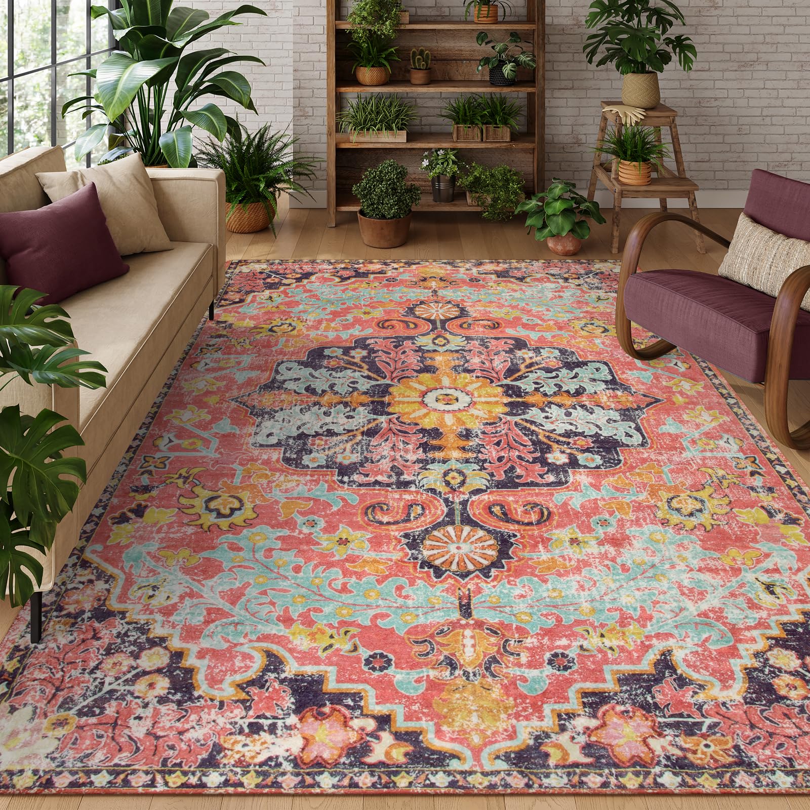 Lahome 8x10 Area Rugs for Living Room, Washable Rugs for Bedroom ...