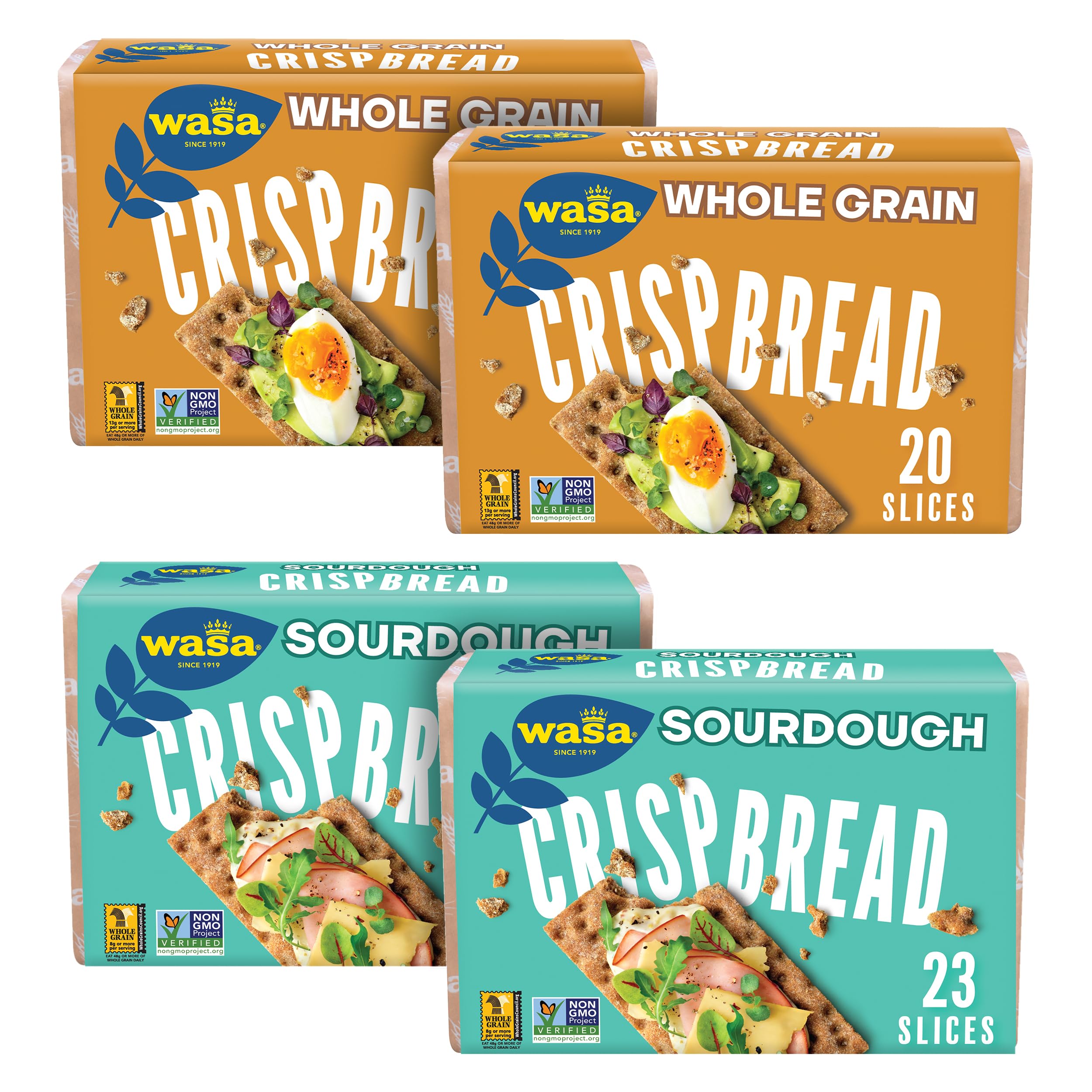 Wasa Crispbread Variety Pack (Pack of 4), Sourdough and Whole Grain ...