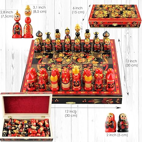 Mua Chess Set Board Game Russian Dolls Set Khokhloma - Themed Chess ...