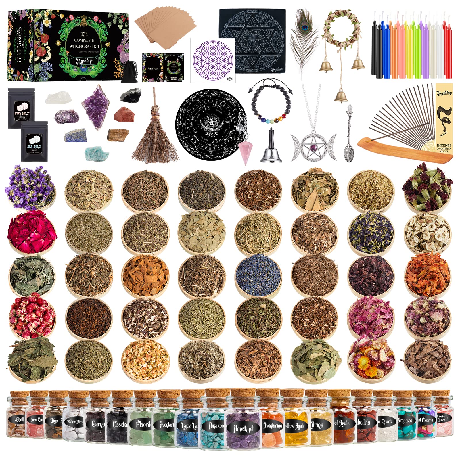 SHYSHINY Witchcraft Supplies Kit, 145Pack Wiccan Supplies and Tools ...