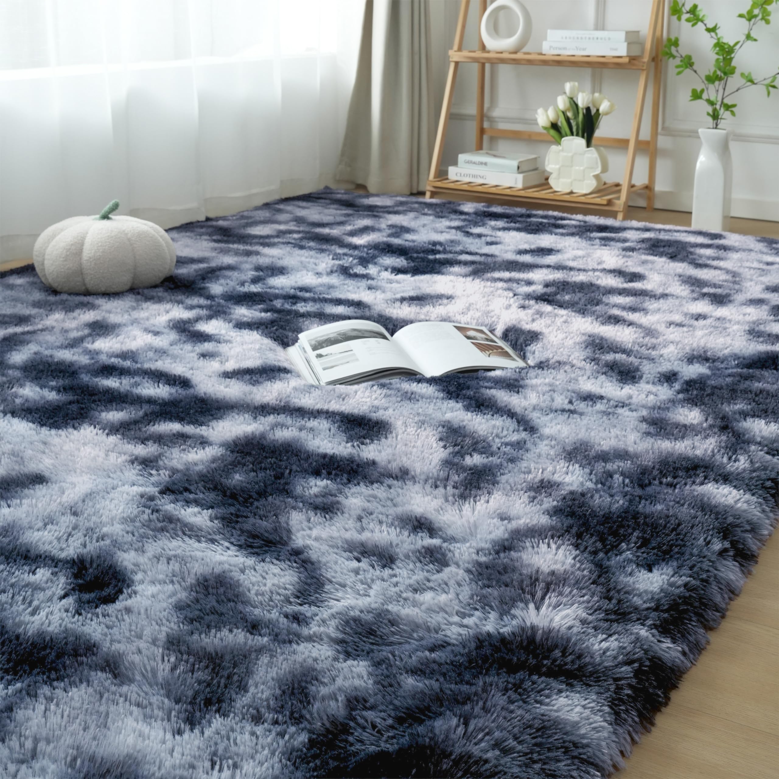 Fluffy Area Rug Living Room: Grey Shag Rug 6x9 Plush Rugs for Living ...