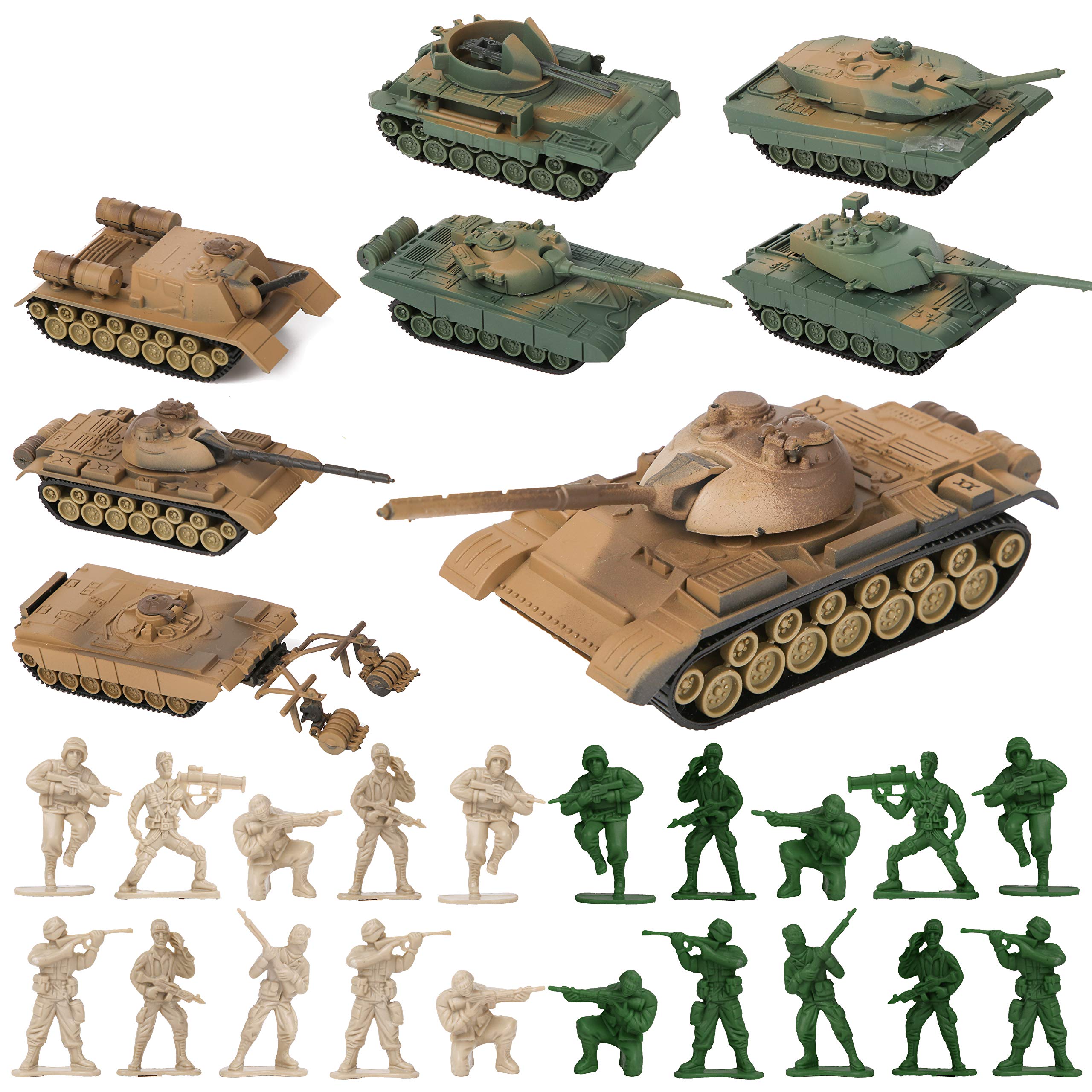 PROLOSO Military Army Playset 8 Take Apart Battle Tank Models and 20 ...