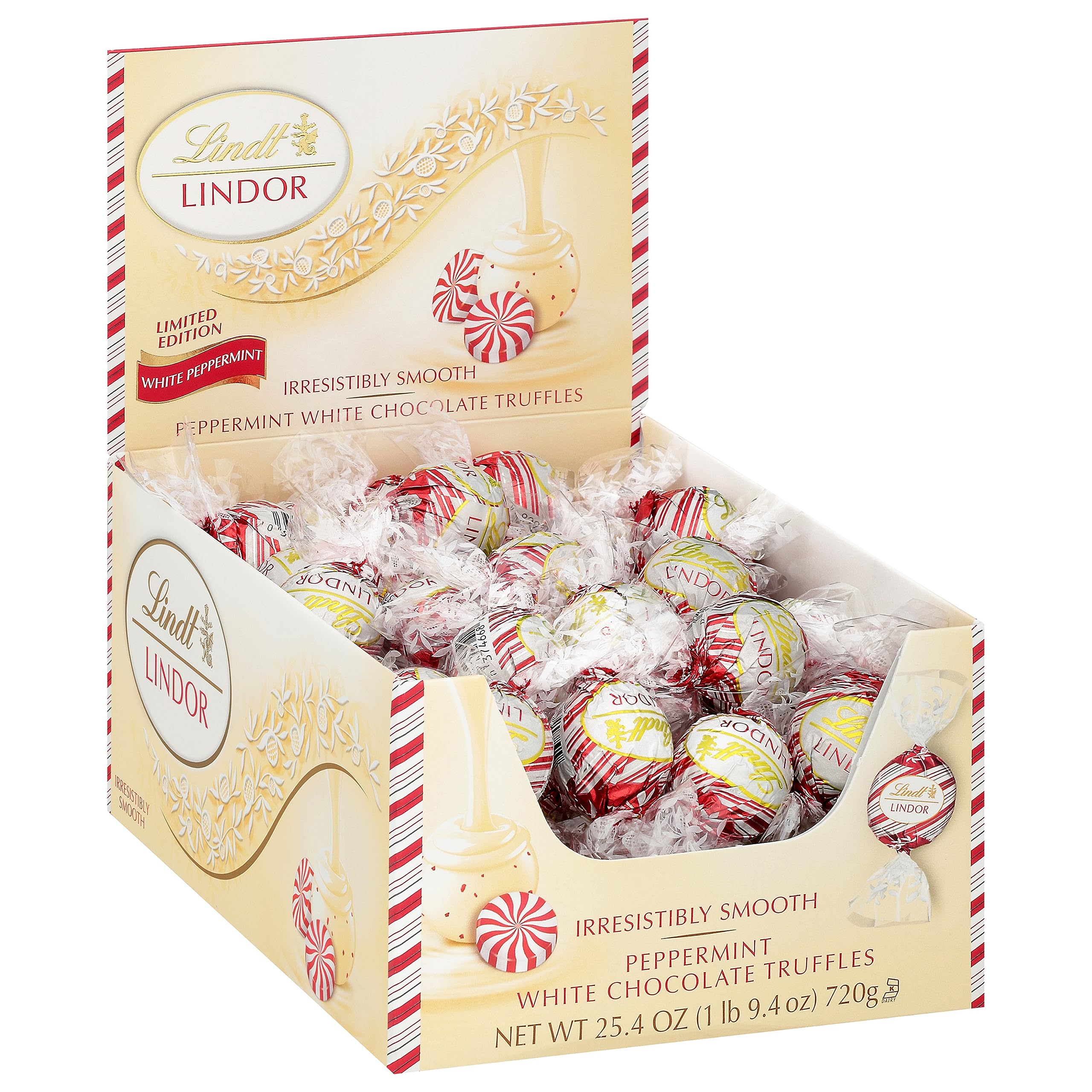 Mua Lindt LINDOR Holiday White Chocolate Peppermint Candy Truffles with ...