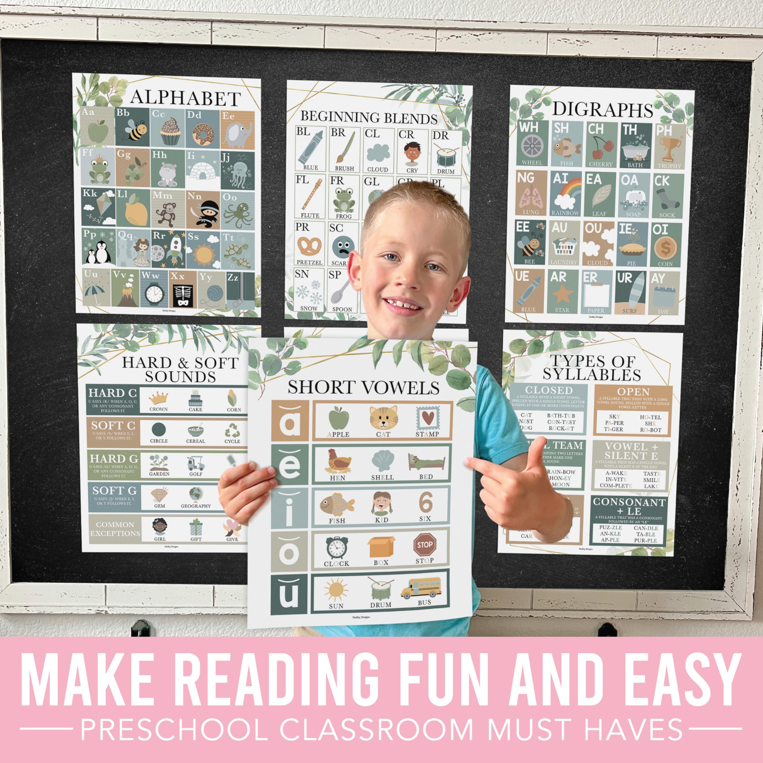 Mua 9 Greenery Sound Wall Classroom Phonics Posters For Classroom Wall ...