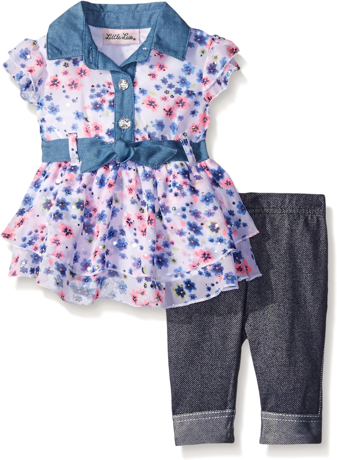 Amazon.com: Little Lass Baby Girls' 2 Piece Capri Set Floral Disco Dot ...