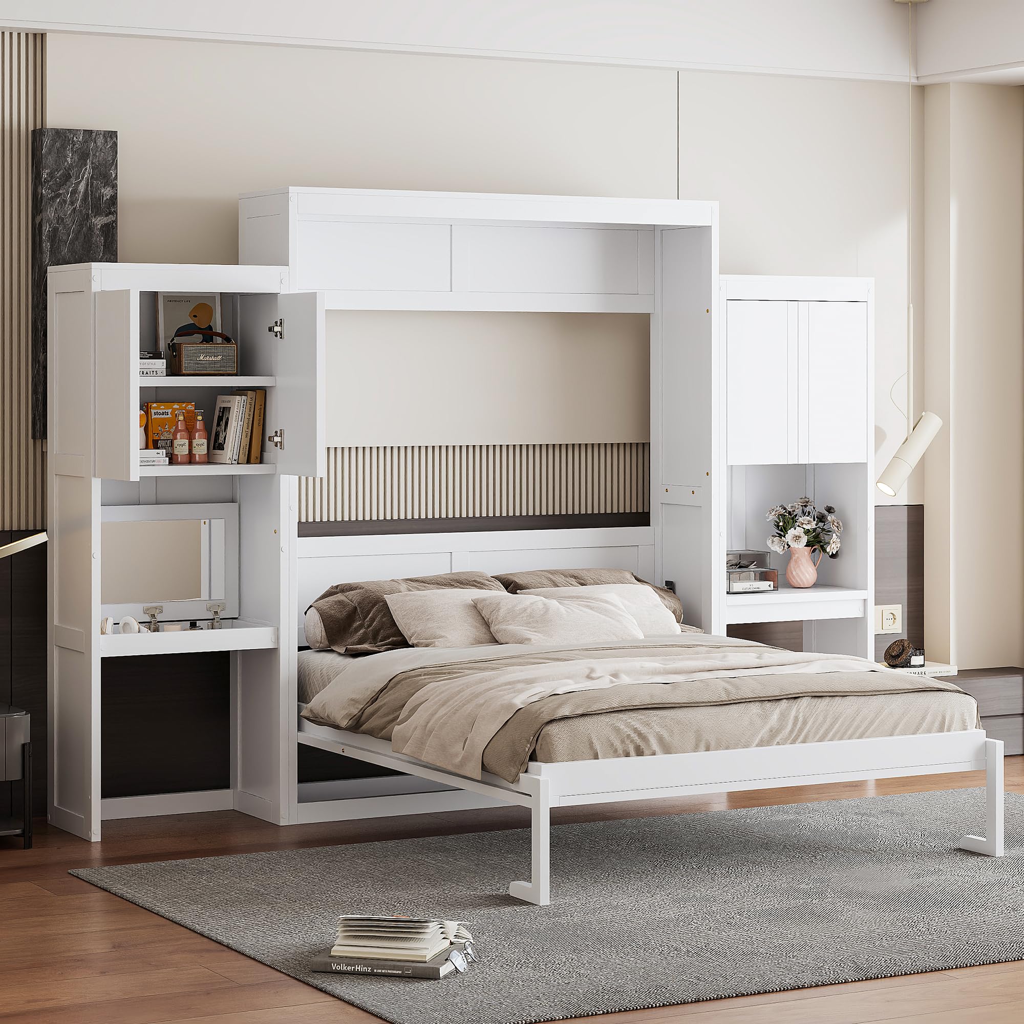 Ball & Cast Murphy Bed Queen Size,Wood Storage Hide Cabinet Wall Beds ...