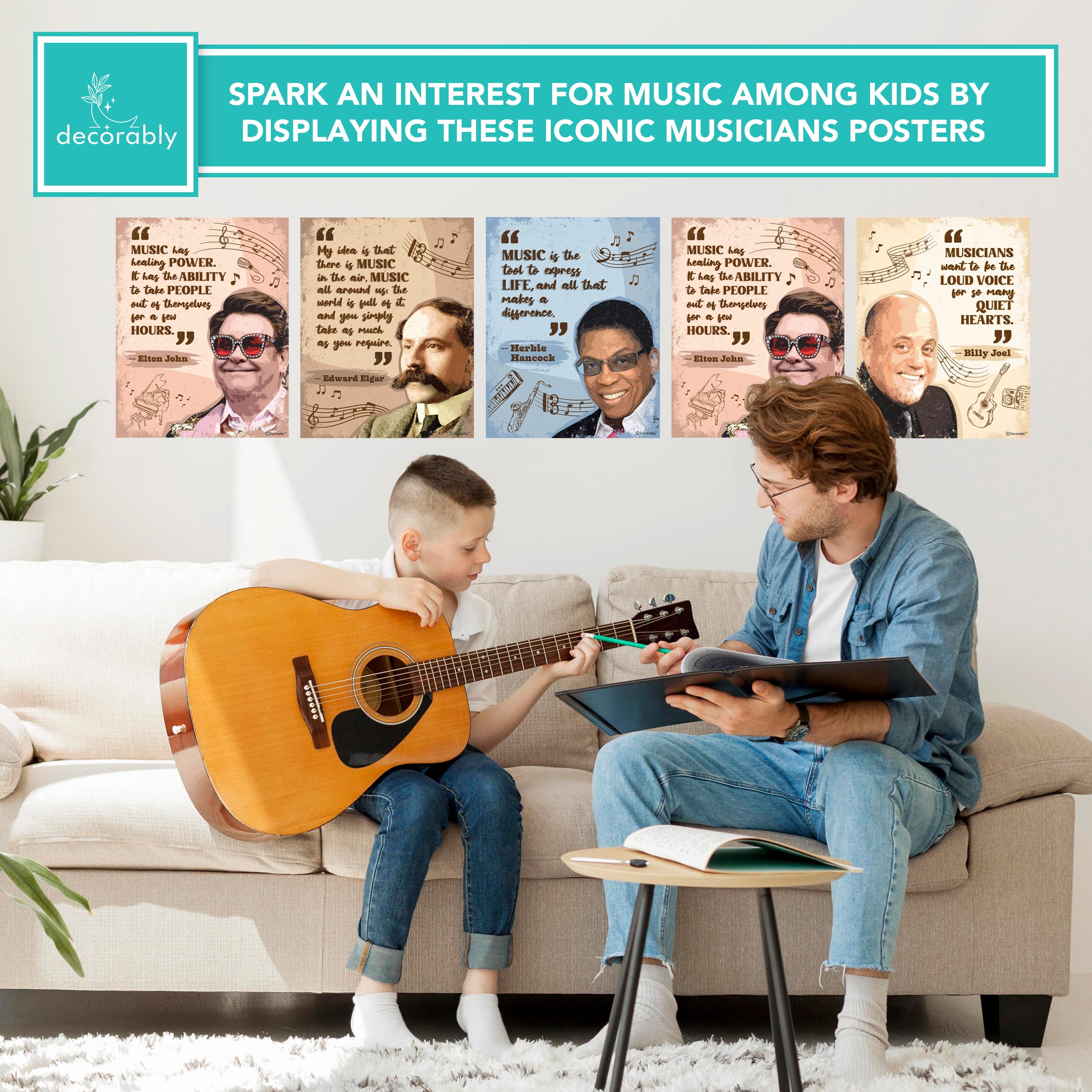 Mua Decorably 12 Famous Musicians Posters, 11x14in Matte-Laminated ...