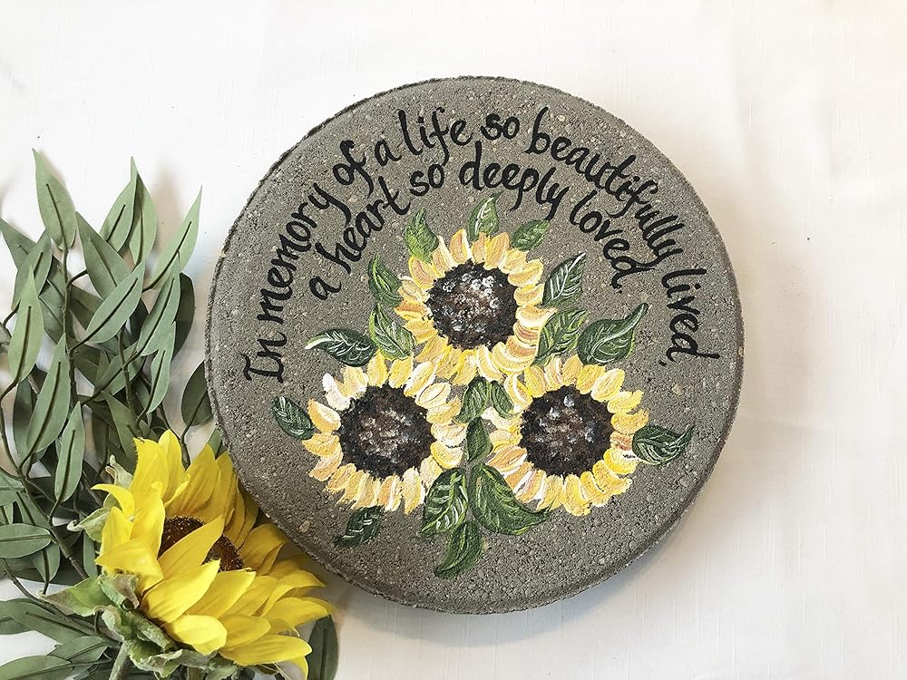 Amazon.com: PERSONALIZED Sunflower Garden Stone, Memorial Stone ...