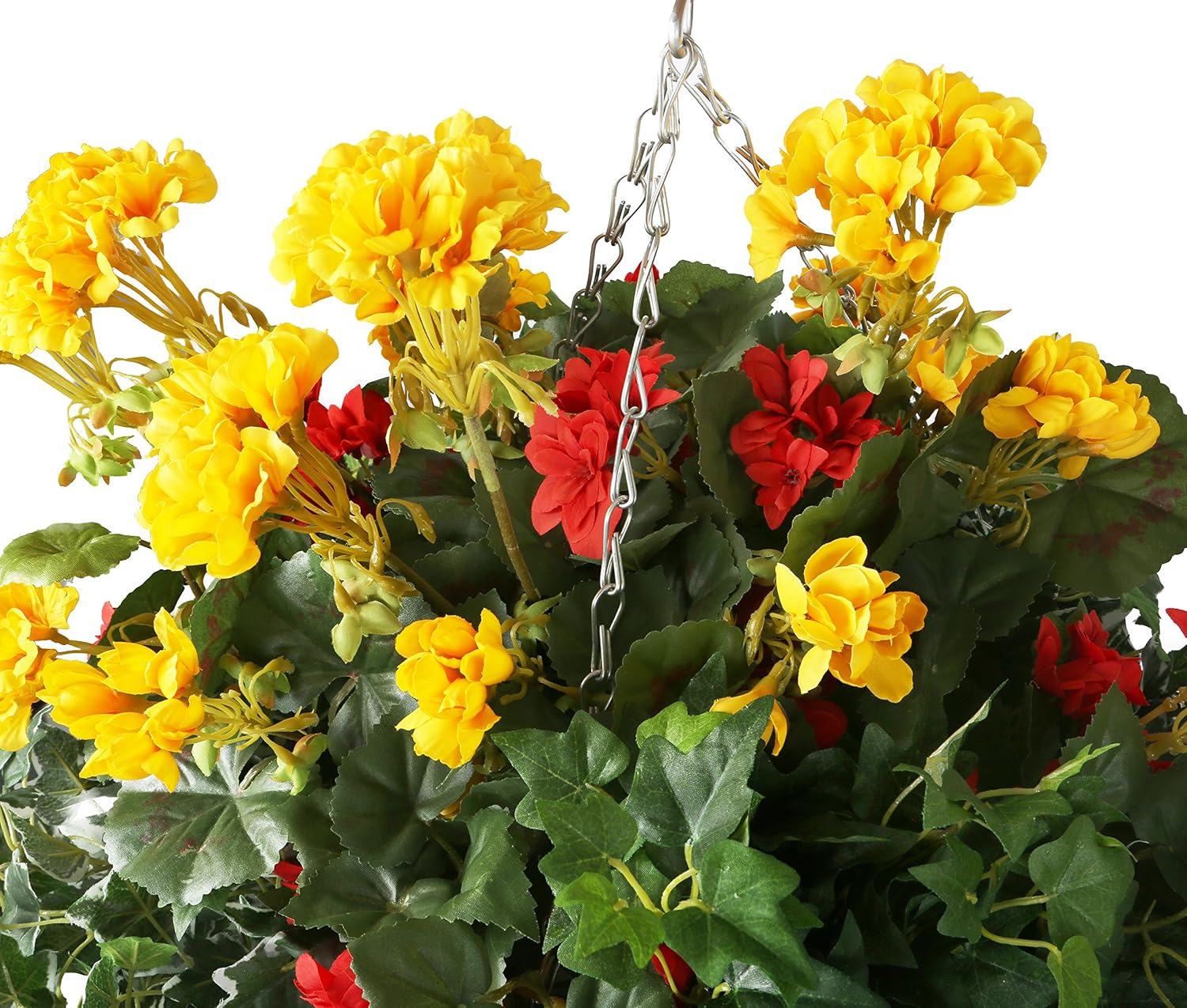 Closer2Nature Artificial Red Begonia and Yellow Geranium Display in a ...