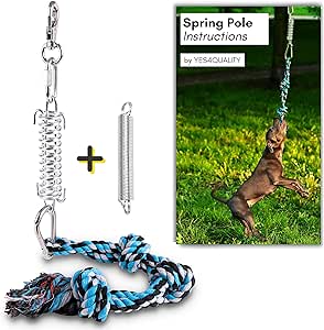 Durable Spring Pole for Pitbull - Strong Dog Rope Toy & 2 Different ...