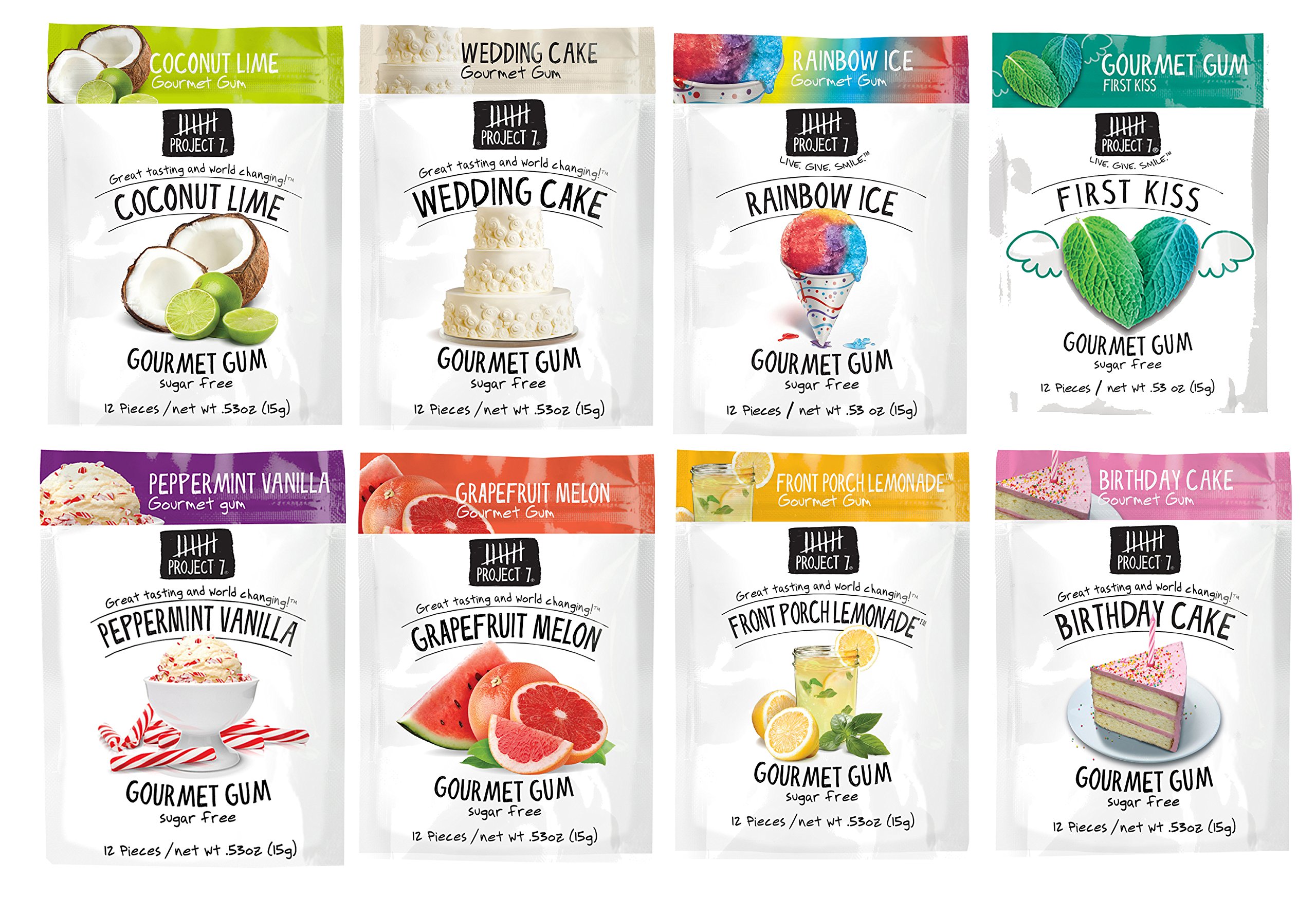 Amazon.com : Project 7 Sugar Free Gum, Birthday Cake, 12 Pouches, 144 ...