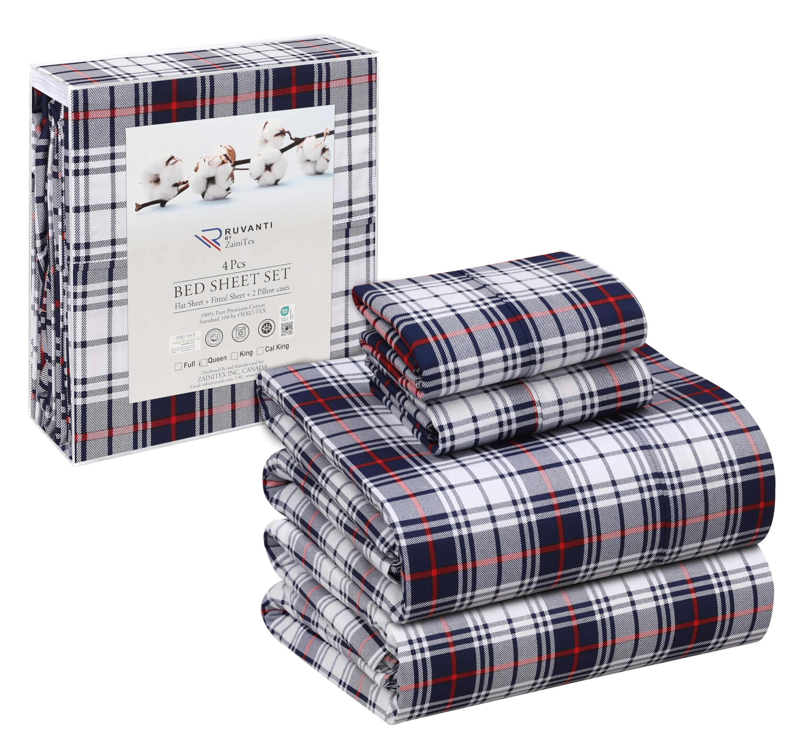 RUVANTI 100% Cotton Sheets - Crispy Cooling Percale Sheets for King ...