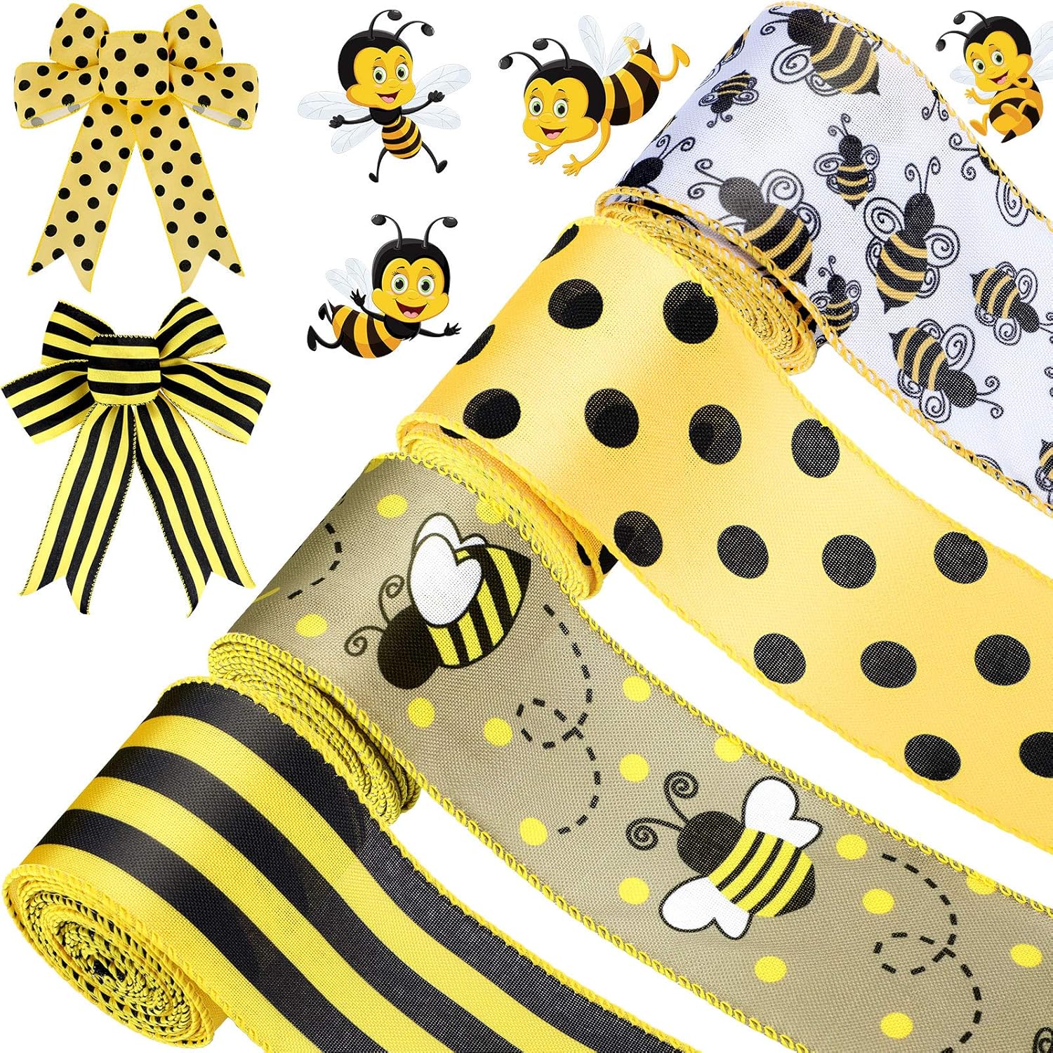 26 Yard Bumble Bee Ribbon Wired Polka Dot Wired Edge Ribbon Bee ...