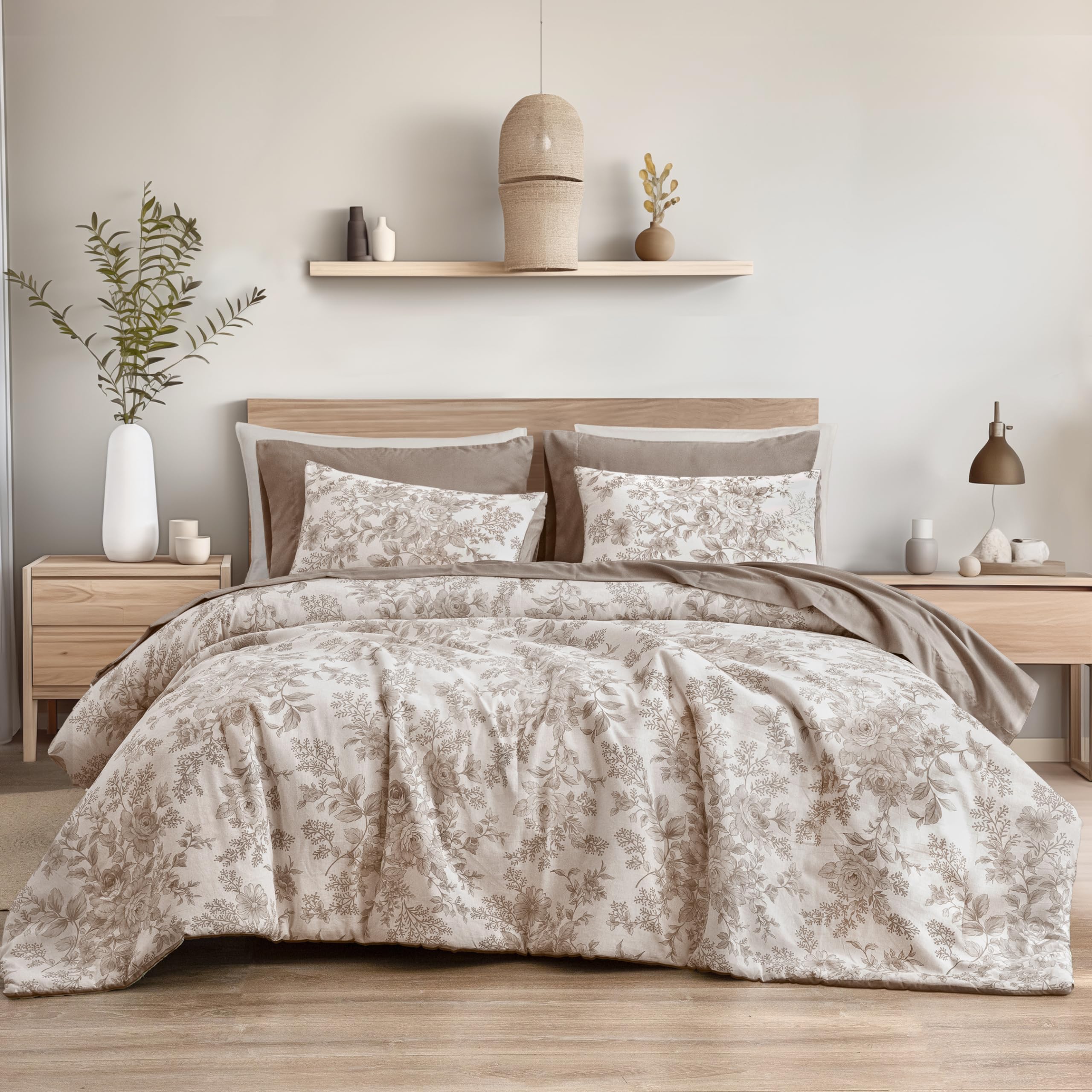 SHALALA Floral Lightweight Comforter Set, 7pcs Cotton Thin Comforter ...