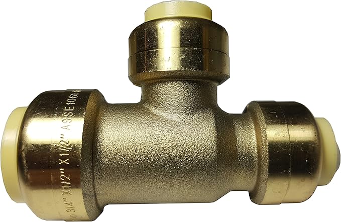 1 PIECE XFITTING 3/4" X 1/2" X 1/2" PUSH FIT REDUCING TEE, CERTIFIED TO NSF/ANSI 61 - LEAD FREE ...