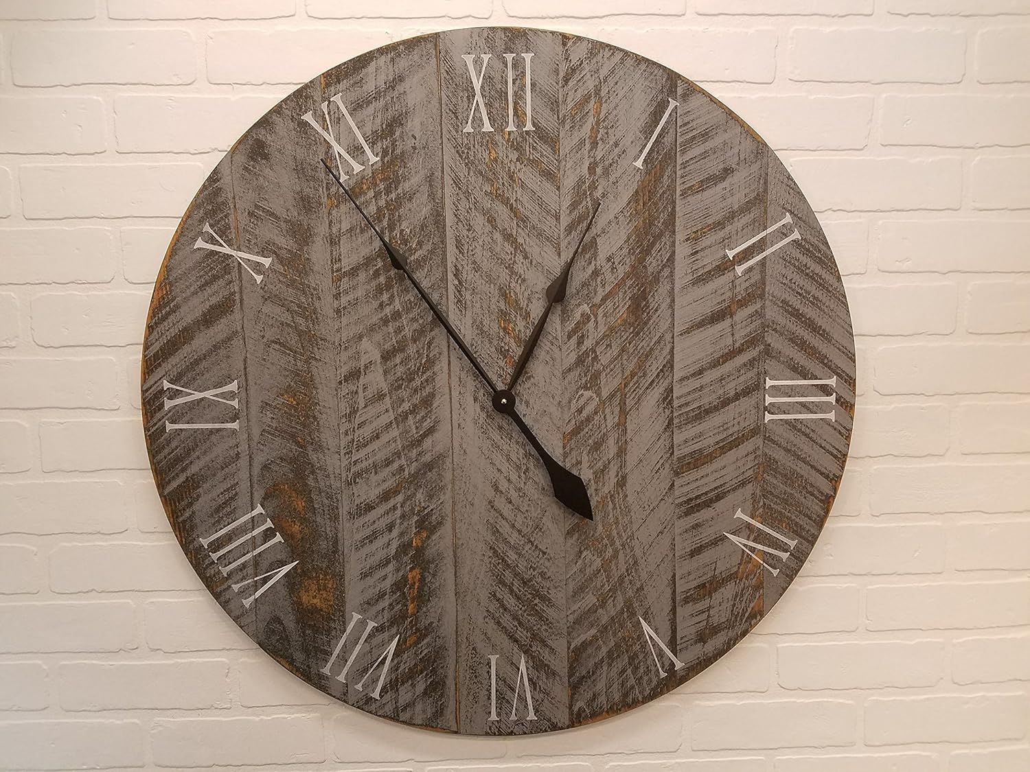 Amazon.com: Large Wall Clock – 42 Inch Diameter – Rustic Grey Wooden ...