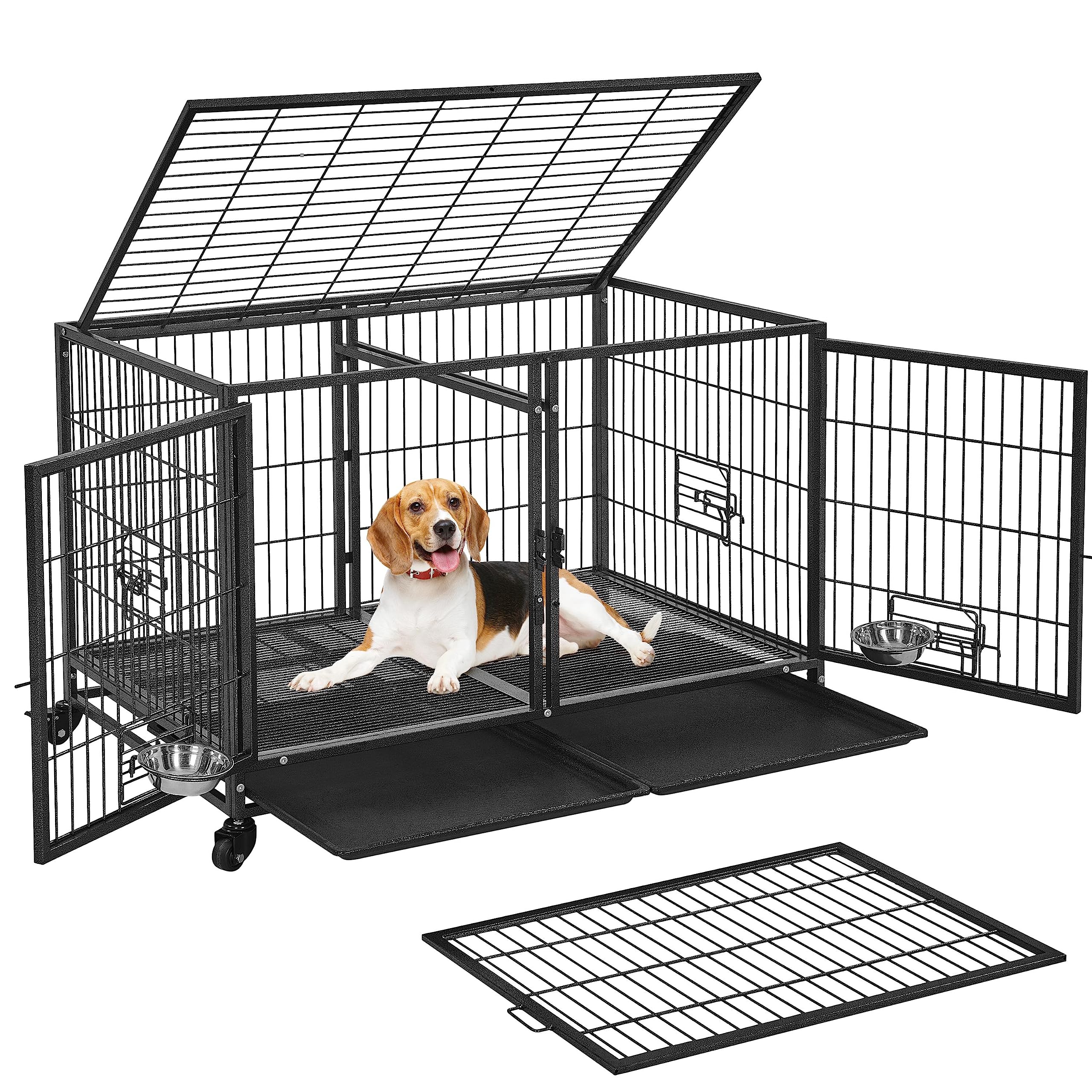 Mua Yaheetech Stackable Dog Crate with Divider 43'' Rolling Heavy Duty ...