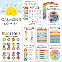 School Counselor Gifts 9 Calming Corner Posters Classroom Mental Health ...