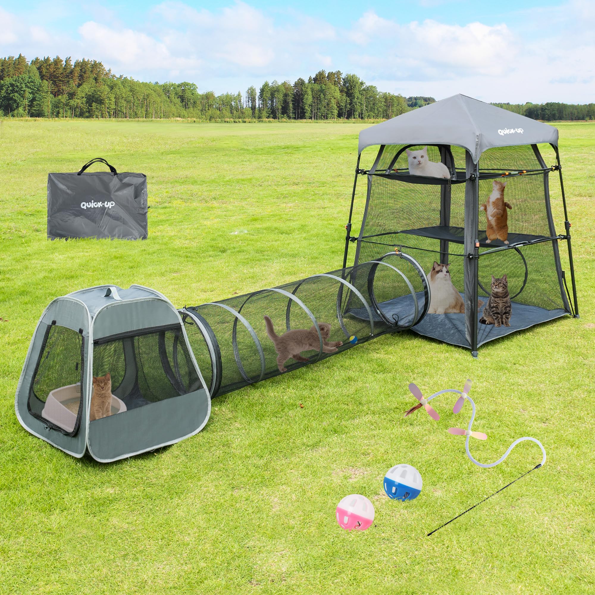 Extra Large Catio Outdoor Cat Enclosure?3-in-1 Cat Tower Tent with ...