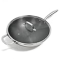 Amazon.com: Lexi Home Stainless Steel Wok Frying Pan with Lid 5 qt ...