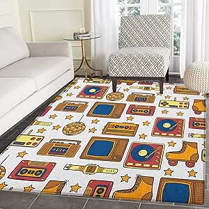 Amazon.com: 90s Area Rug Carpet 90s Theme with Old Style Recorder ...